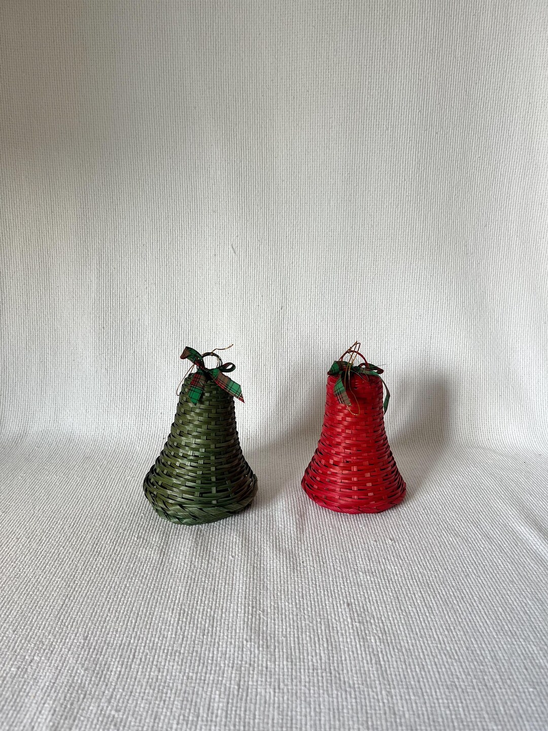 Vintage Ratan Three Bell Christmas Weave Wicker Trio Bells Hanging ...