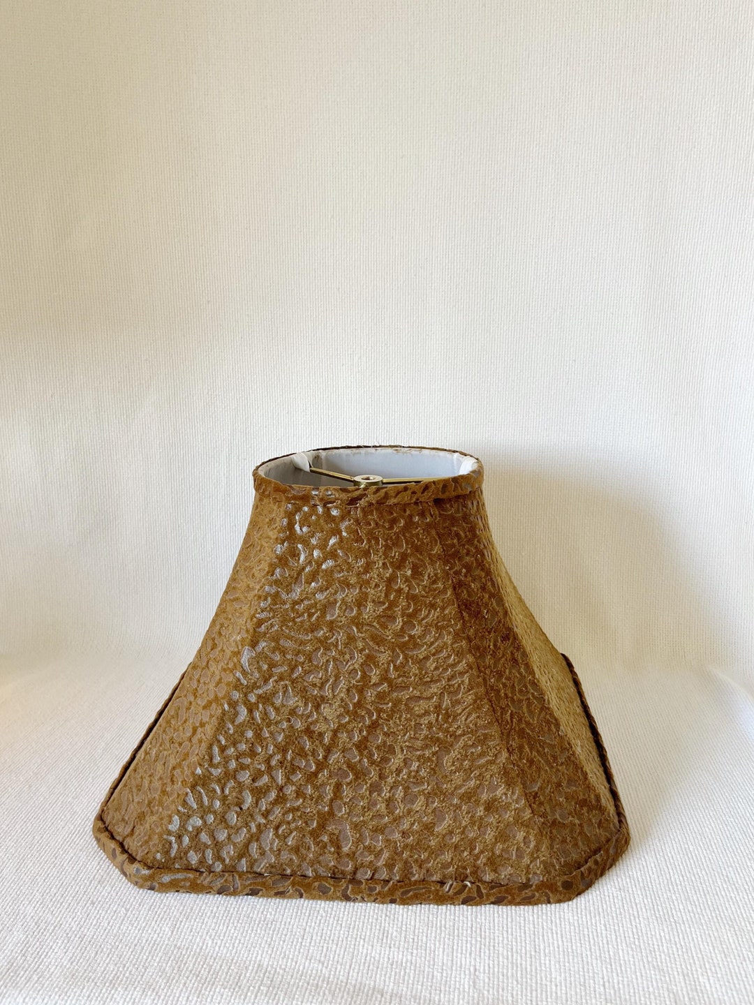 Vintage Large Taupe Brown Cheetah Pattern Lampshade, Square Shape ...