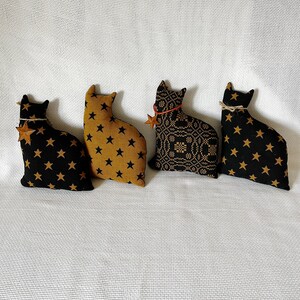 Vintage Set of 4 Stuffed Plush Primitive Cats, Hand Made Moody Cants ...