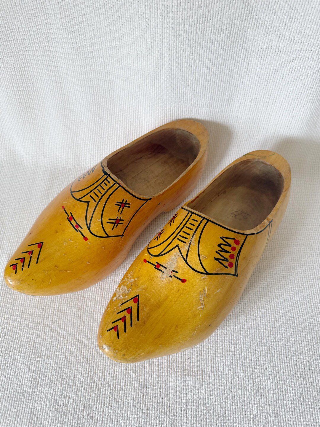Vintage Large Dutch Wooden Clogs – Hand Painted Folk Art Shoes ...