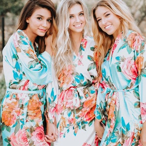 Bridesmaid Floral Robe Bridesmaid Bachelorette Gift Floral Robe Bridal ...