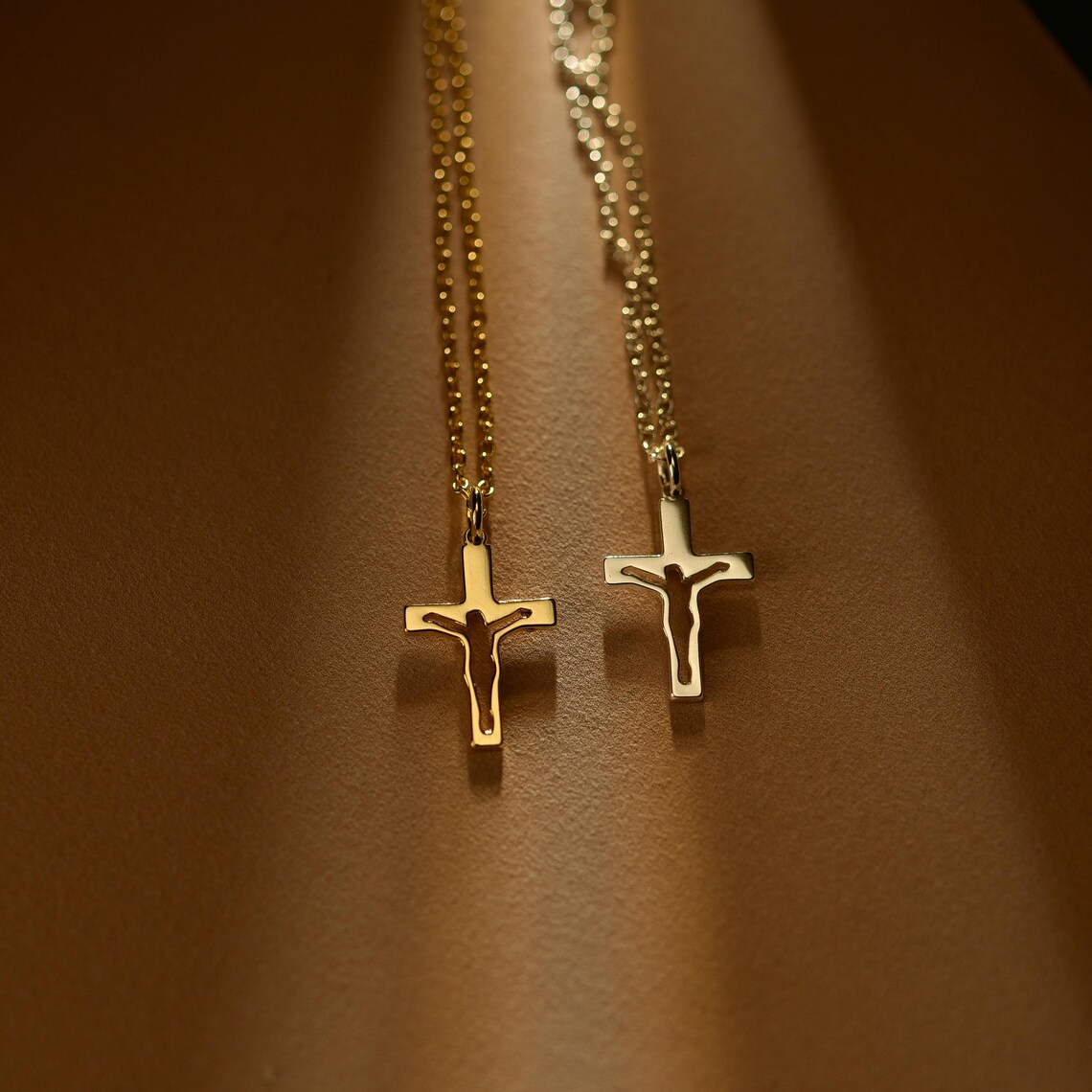 Jesus Christ Necklace, Gold Cross Necklace, Gold Religious Jewelry ...