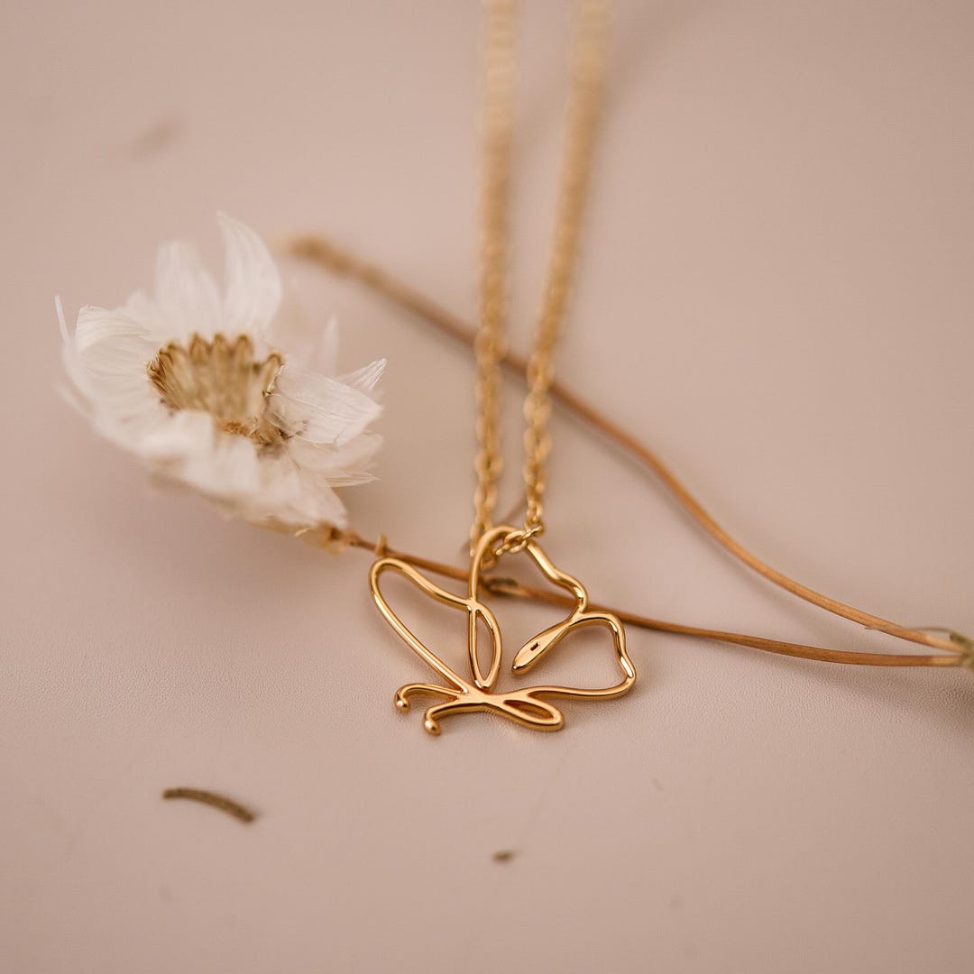 Minimalist Butterfly Necklace, Sterling Silver Butterfly Necklace ...