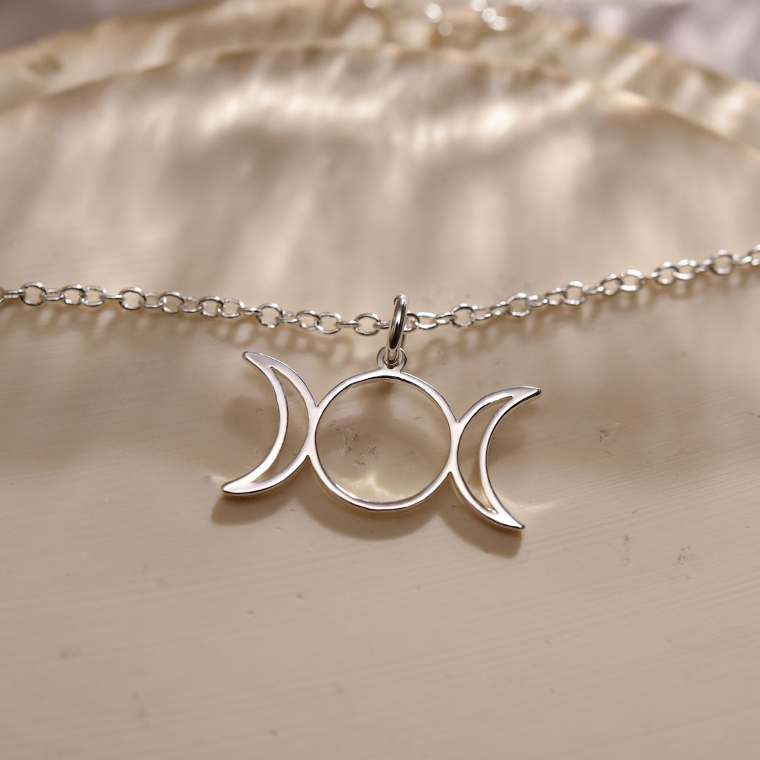 Triple Goddess Necklace, Triple Moon Necklace, Moon Phase Necklace ...