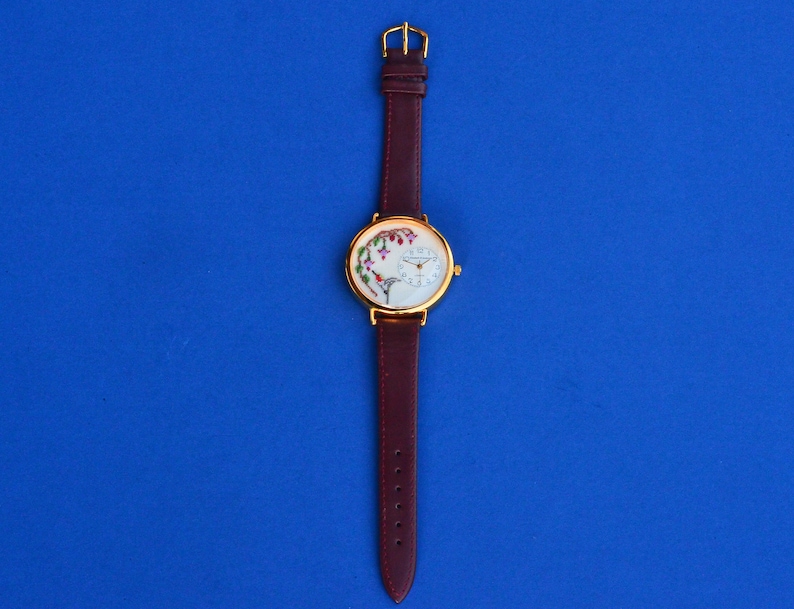 Hand Embroidered Jewellery: Hummingbird Watch in Petit Point - Etsy