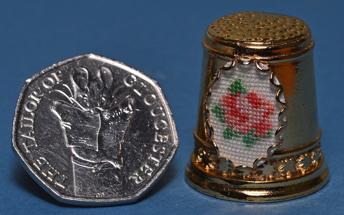 Embroidered Rose Thimble in Petit Point Silk Gauze by - Etsy