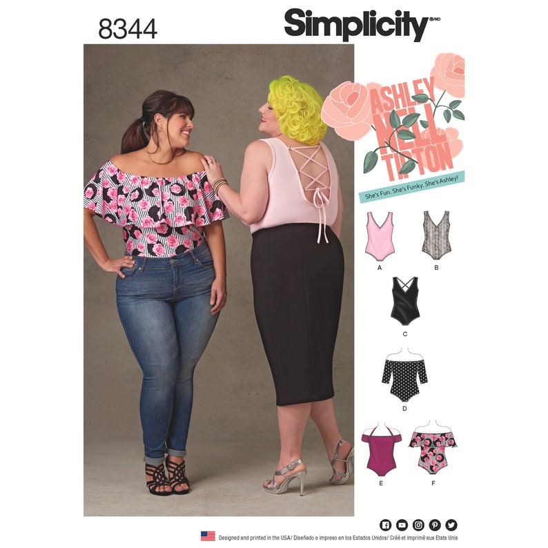Simplicity 8344 Plus Size Knit Bodysuits by Ashley Nell Tipton (18W-26W ...