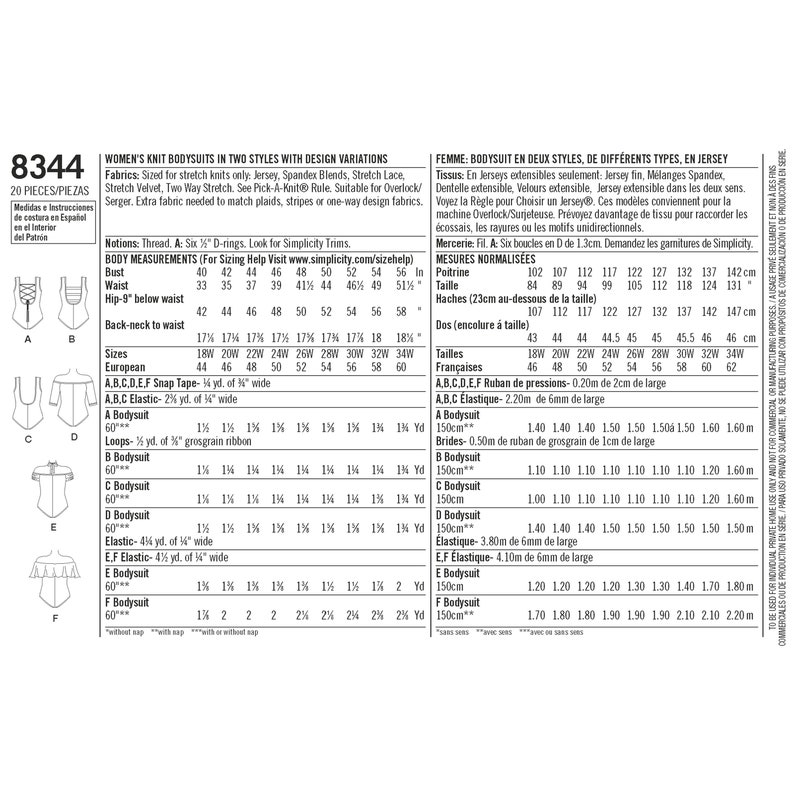 Simplicity 8344 Plus Size Knit Bodysuits by Ashley Nell Tipton (18W-26W ...