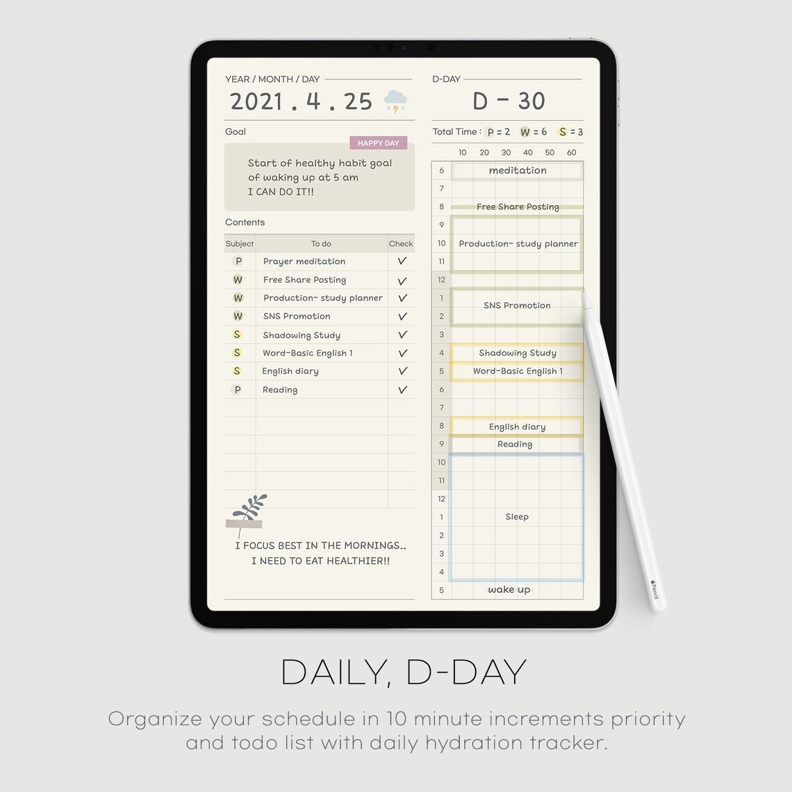 DAILY ROUTINE, D-DAY, Two-page Daily Planner Digital & Printable ...