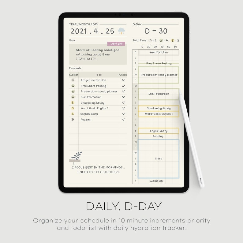 DAILY ROUTINE, D-DAY, Two-page Daily Planner Digital & Printable ...