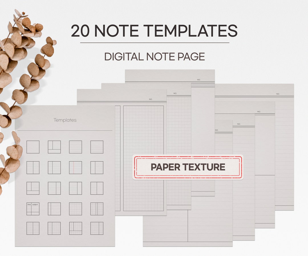 Digital Notes Template, Gray Paper Texture, Cornell, Grid, Lined, Study ...