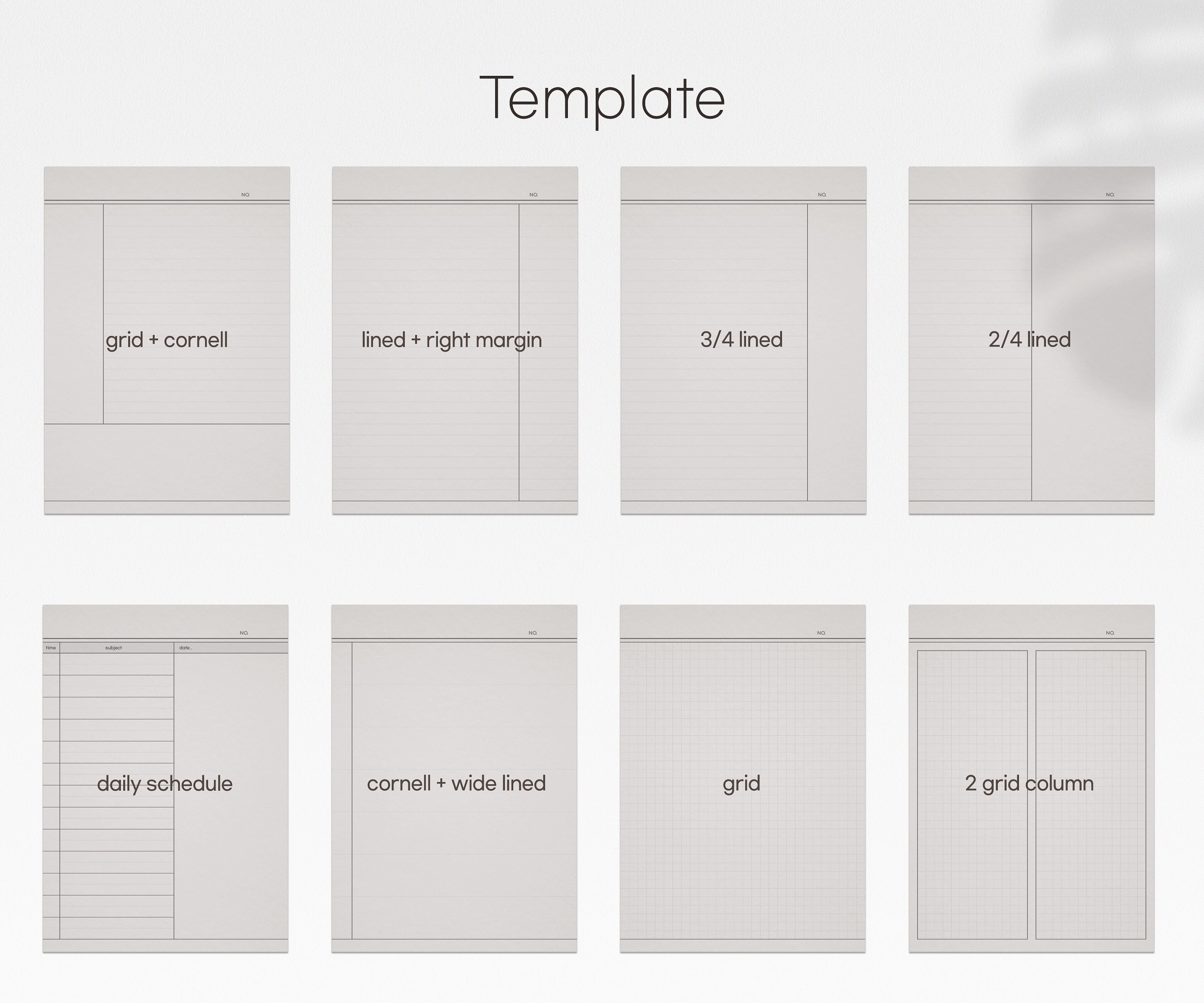 Digital Notes Template, Gray Paper Texture, Cornell, Grid, Lined, Study ...