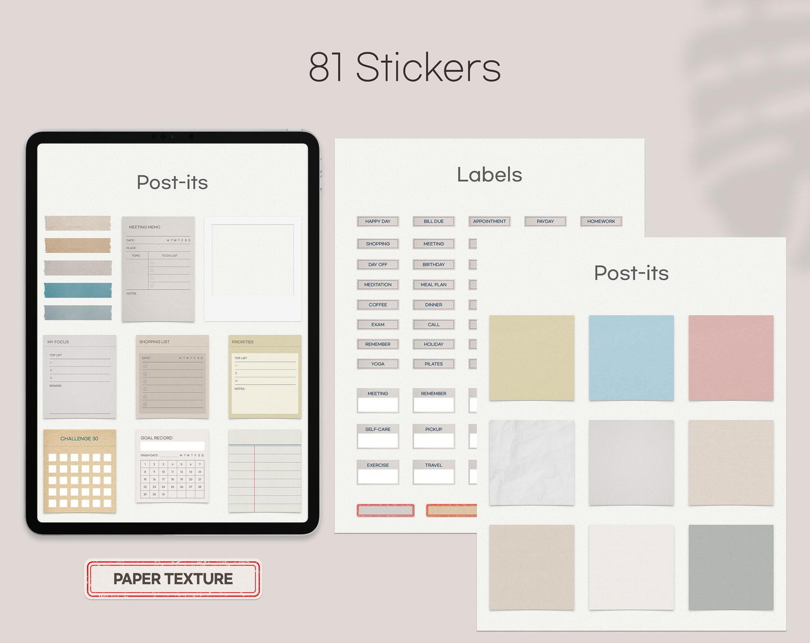 Digital Notebook 20 Subjects Paper Texture 81 Stickers - Etsy