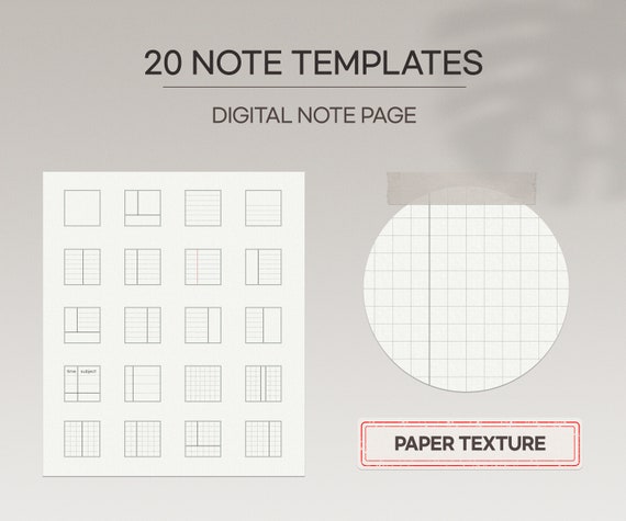 Digital Notes Template Cream Paper Texture Cornell Grid - Etsy