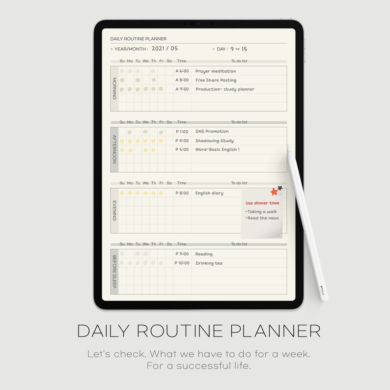 DAILY ROUTINE, D-DAY, Two-page Daily Planner Digital & Printable ...