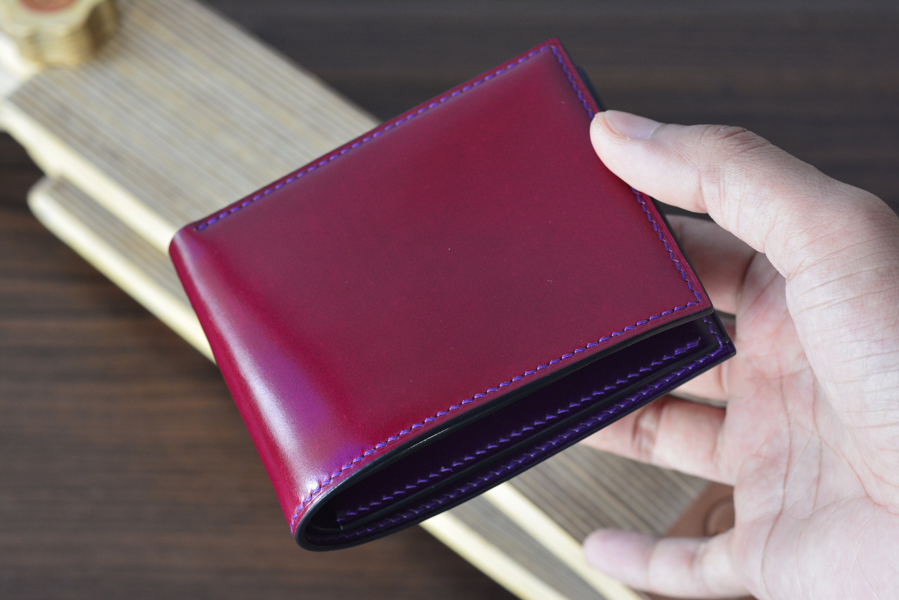 Full Shell Cordovan Bifold Wallet. Men Leather Wallet. Red - Etsy