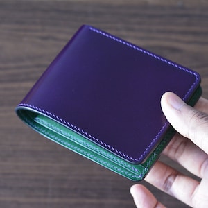 Violet Shell Cordovan and Green Buttero Leather Wallet. 10 Colour Shell ...