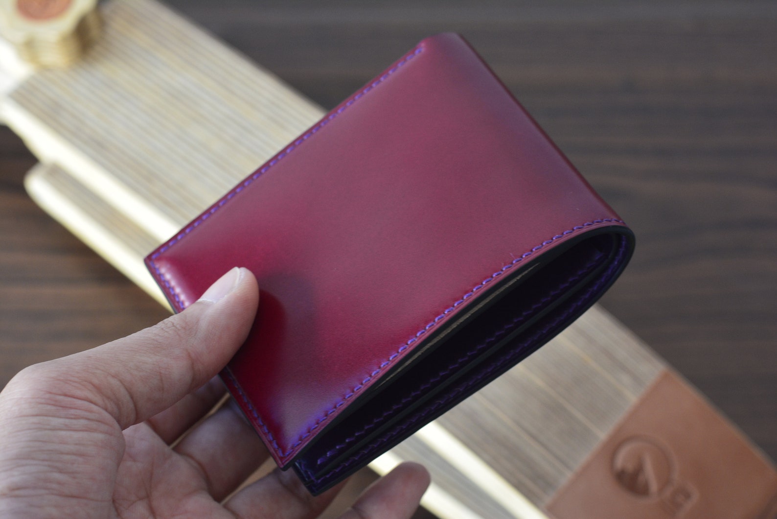 Full Shell Cordovan Bifold Wallet. Men Leather Wallet. Red - Etsy