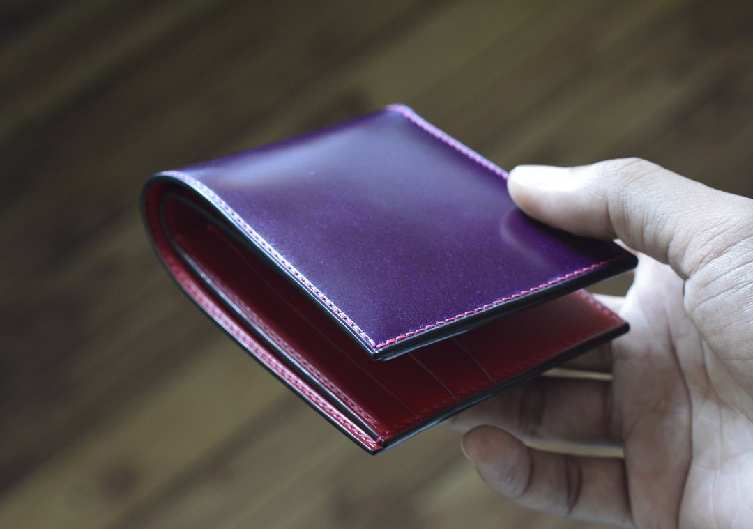 V1 Violet Shell Cordovan and Red Buttero Leather Bifold Wallet. Mens ...