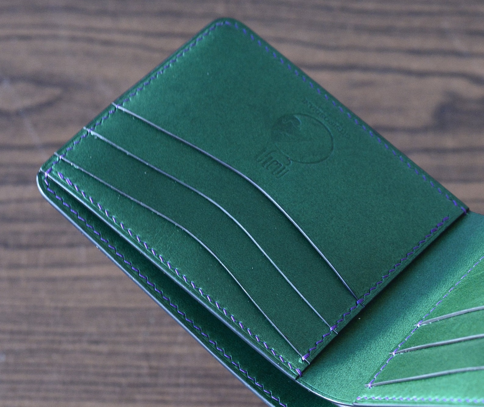 Violet Shell Cordovan and Green Buttero Leather Wallet. 10 - Etsy