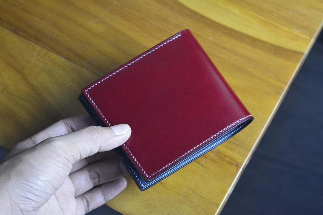 V5 Red Garnet Shell Cordovan and Buttero Leather Bifold Wallet With ...