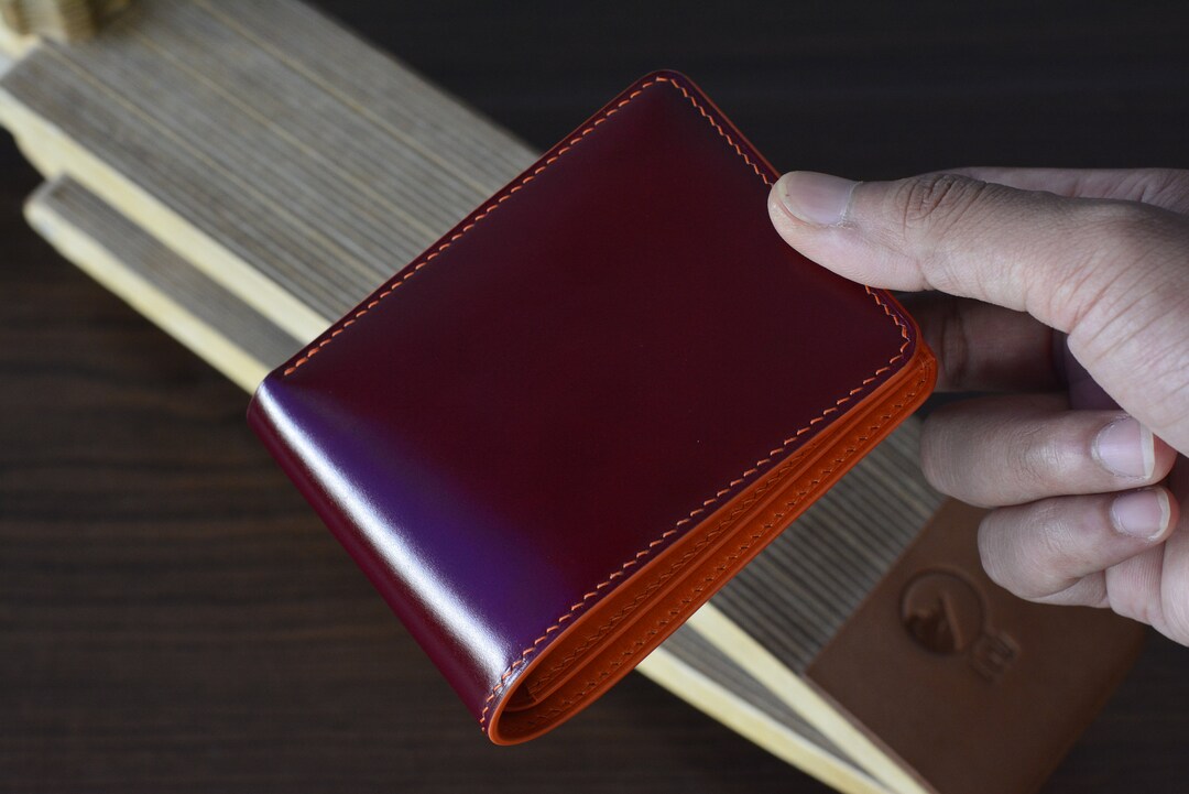 Red Garnet Shell Cordovan and Orange Buttero Leather Wallet. 10 Colour ...