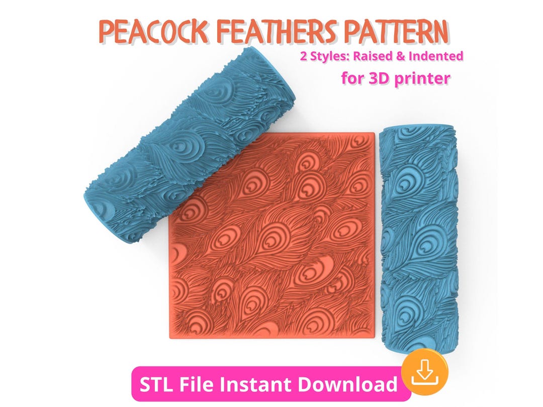 Peacock Feathers Pattern – 3D STL File for Polymer Clay & Ceramics ...