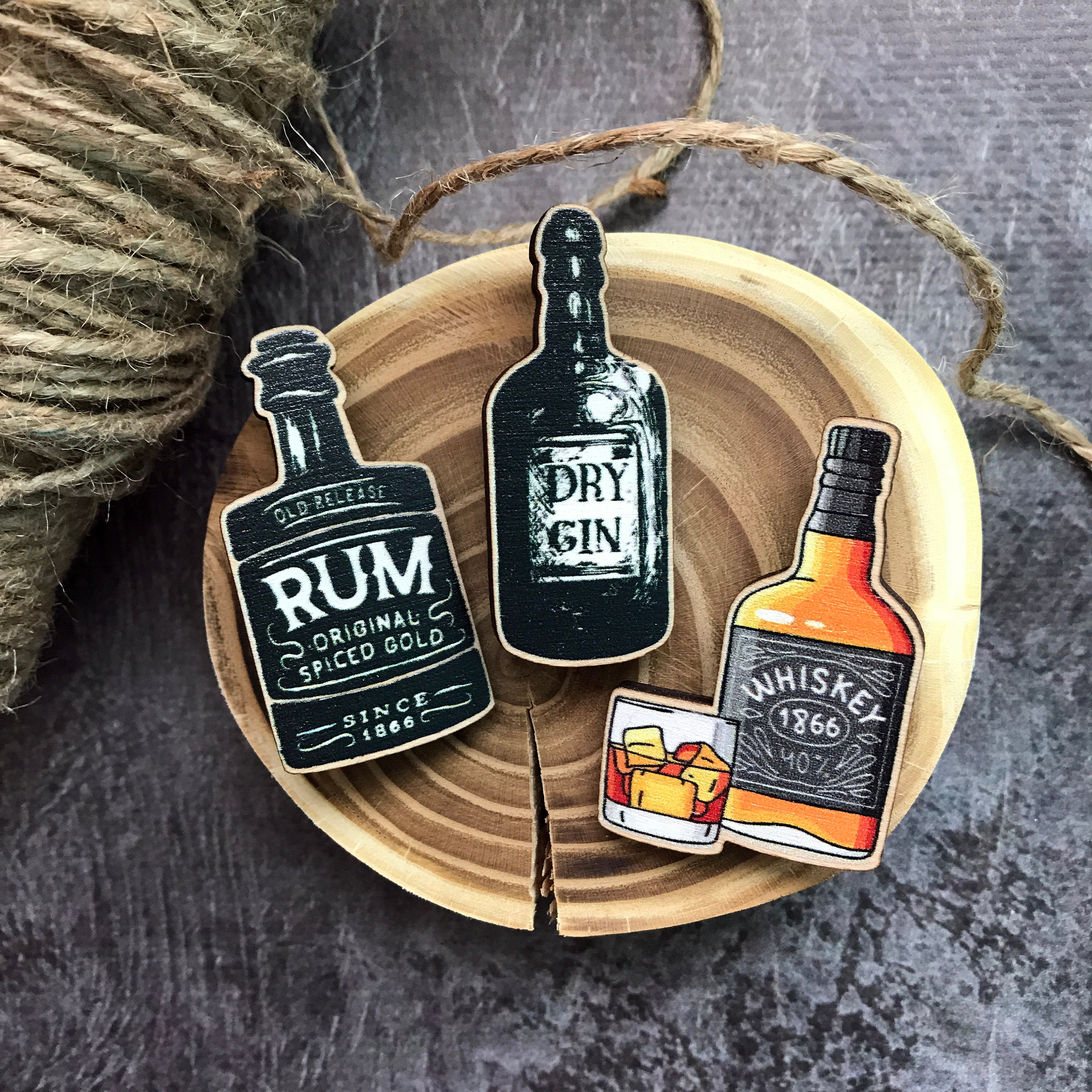 Gift to the bartender a set of wooden pins personalized | Etsy