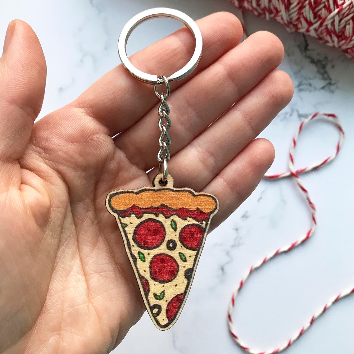 Wooden key chain Pizza Key ring Custom key chain Wood | Etsy