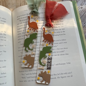 Personalized Bookmark for Reader / Dinosaur Bookmark / Kids Bookmark ...