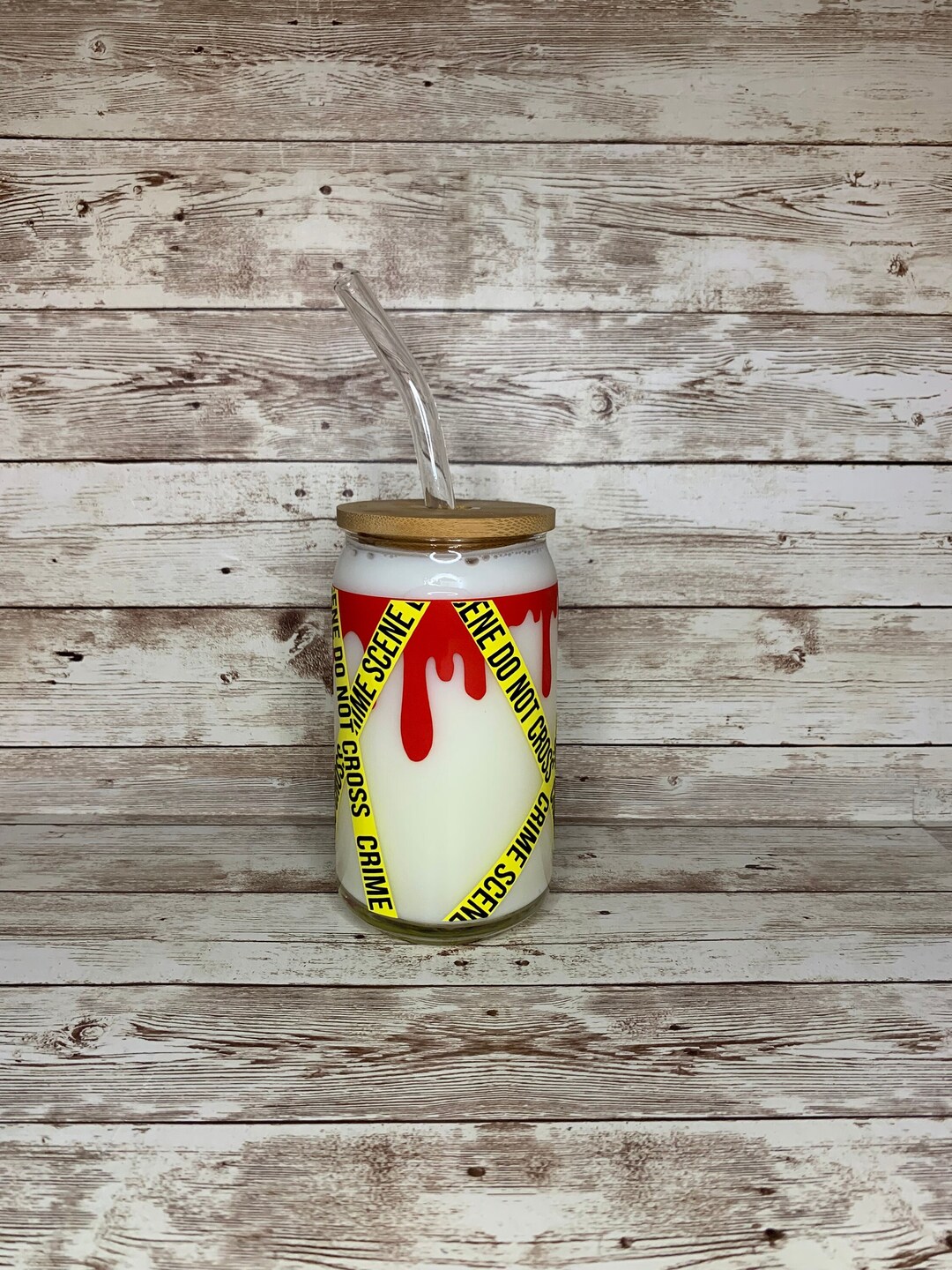 True Crime Beer Can Glass / Caution Tape Bloody Cup / Iced Coffee Cup ...