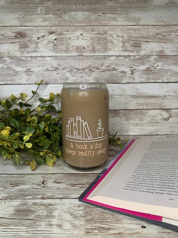 Book Lover Beer Can Glass / Bookshelf Plant Glass Can / Just - Etsy