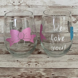 Gender Reveal Wine Glass / Boy or Girl Glasses / Cute Gender Reveal ...