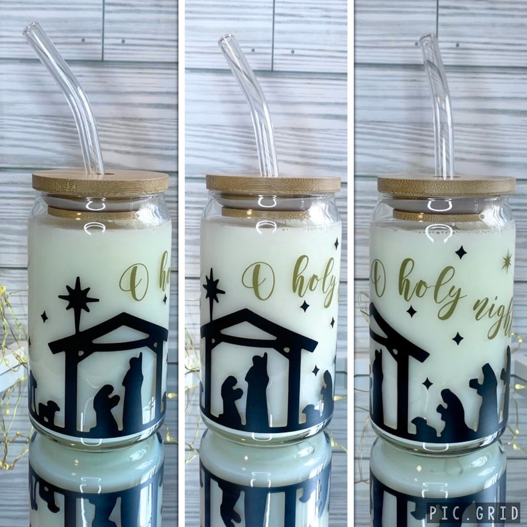 Nativity Scene Christmas Cup / Oh Holy Night Manger / Holiday Beer Can ...