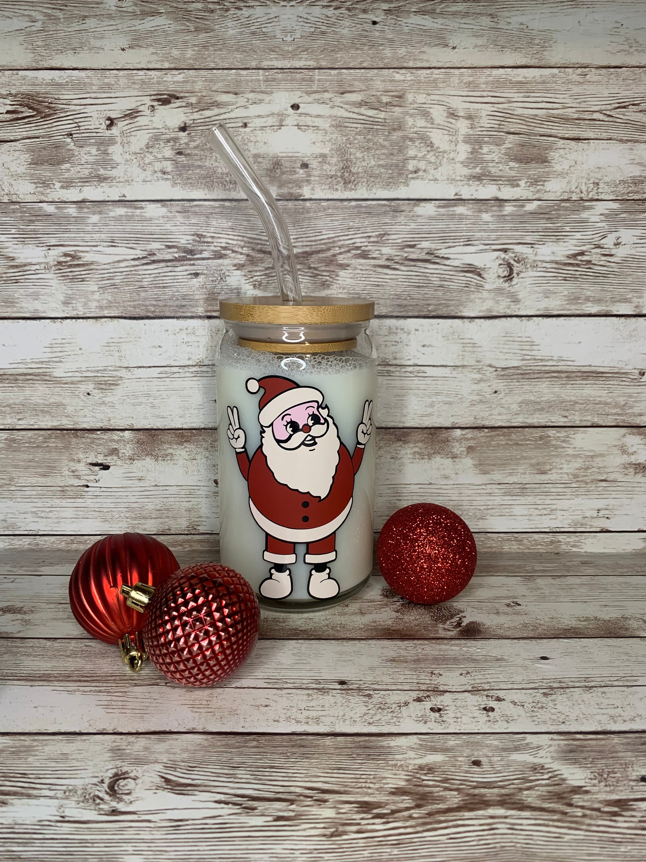 Retro Christmas Character Beer Can Glasses / Vintage Santa - Etsy