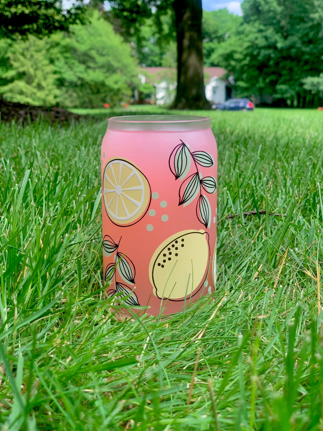 Summer Lemons Beer Can Glass / Lemonade Glass Can / Cocktail Glass ...