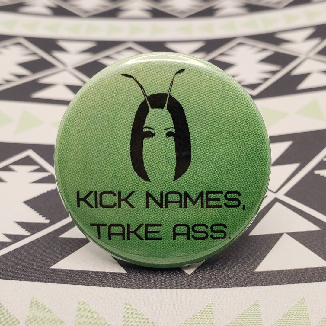Kick Names, Take Ass Mantis 1.5" Pinback Button Badge or Magnet, Funny ...