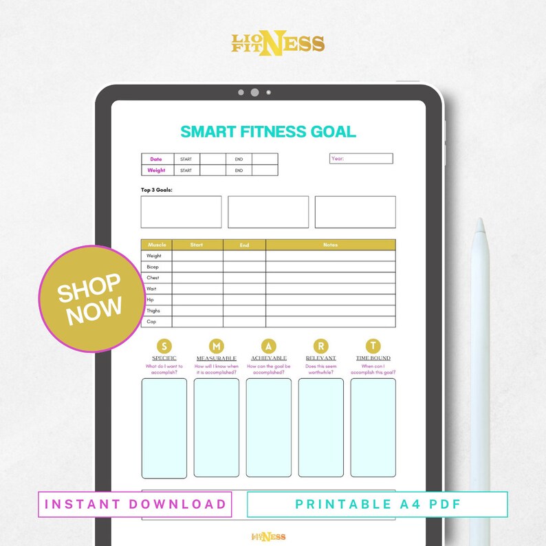 Lioness Fitness and Weight Loss SMART Goal Setting Template Printable ...