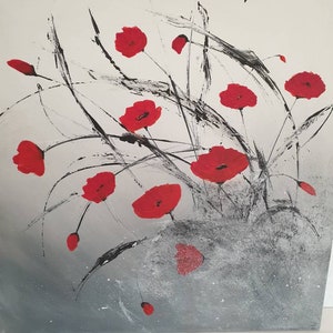 Landscape Painting Art Abstract Poppies Flowers Original - Etsy