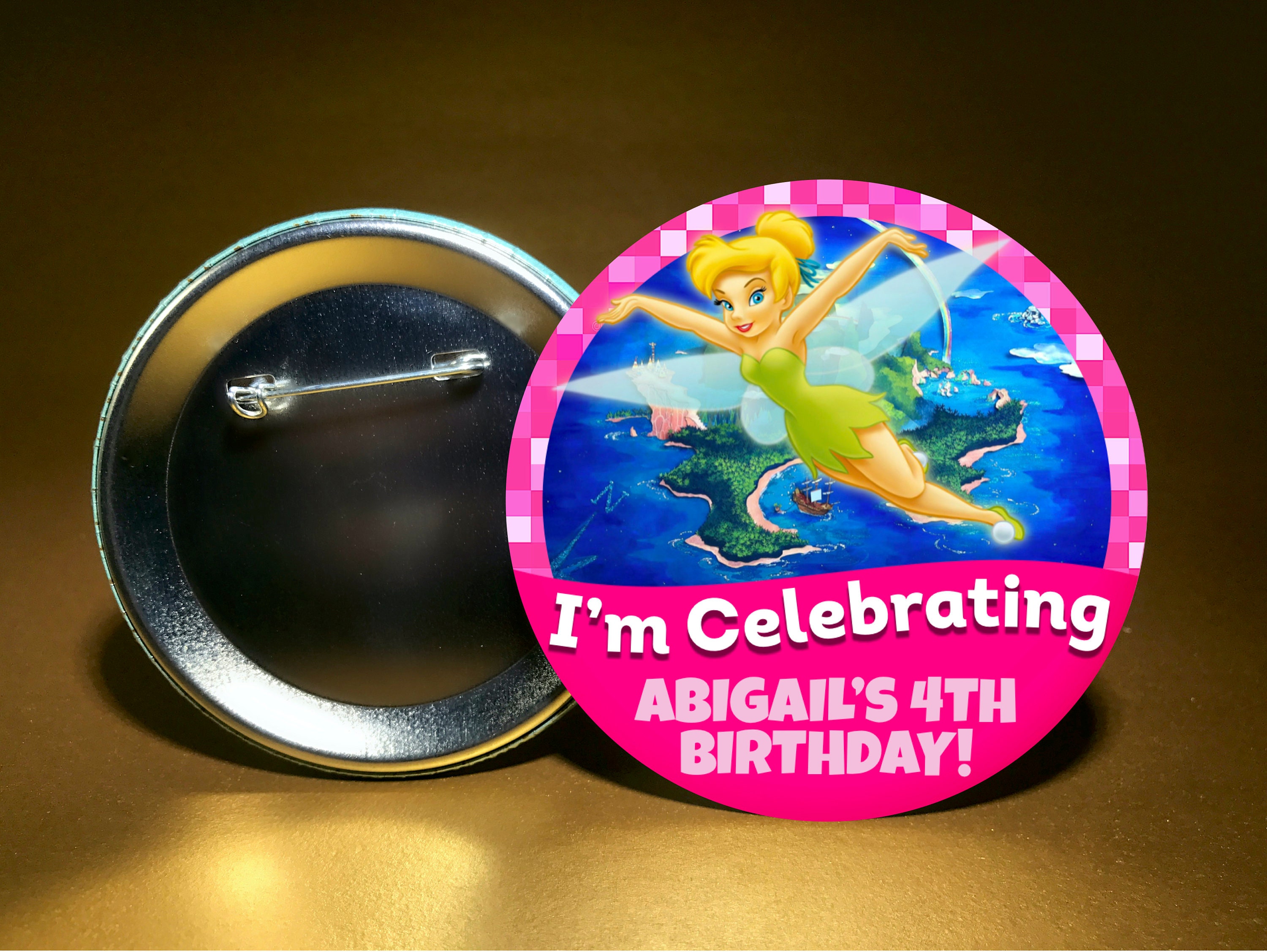 The Birthday Girl Featuring TINKERBELL 3 Round Pin - Etsy
