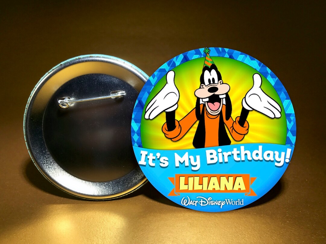 Disney GOOFY Happy Birthday Button Pin Badge | Disney Celebration Badge ...