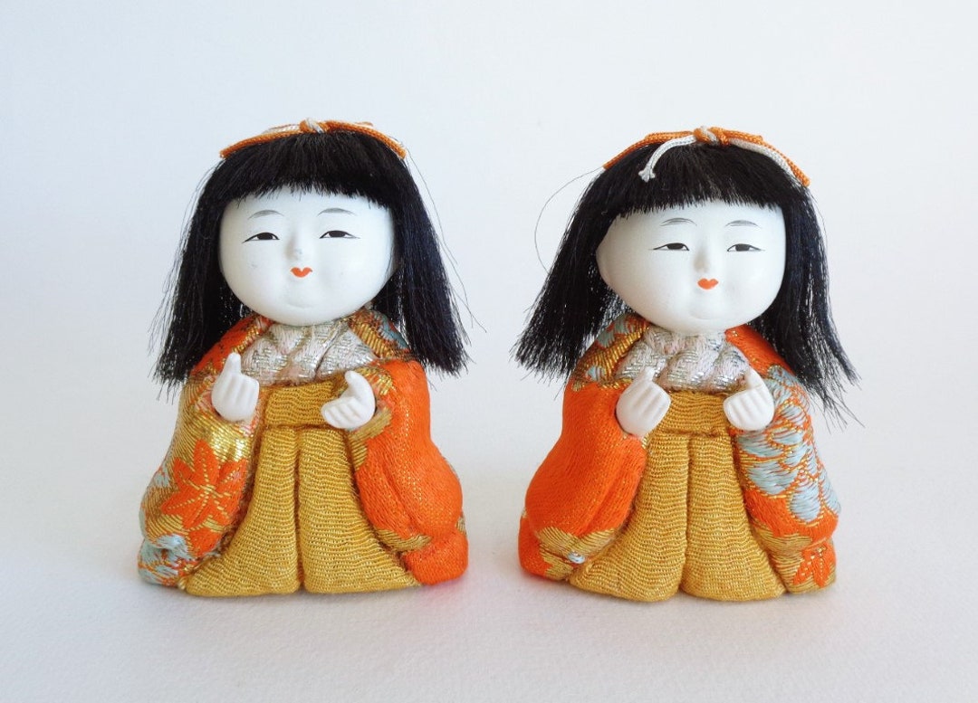7757 Iwatsuki Ningyo Doll Set of 2, Japanese Kimekomi Ningyo Hand-crafted Dolls Iwatsuki's ...