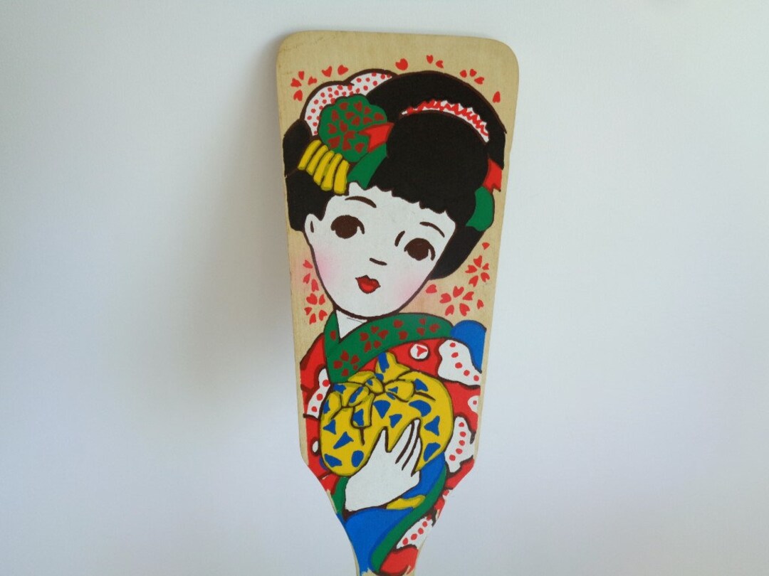 Japan New Year's Wooden Paddle Hagoita ,vtg Japanese Mingei Folk Craft ...