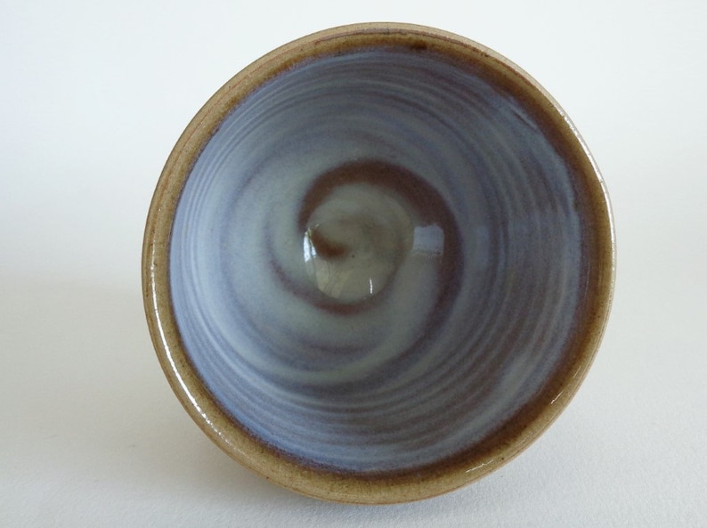 Hand Made Tea Cup for Sencha Hakeme Pattern Blue Glazed Inside Unglazed ...