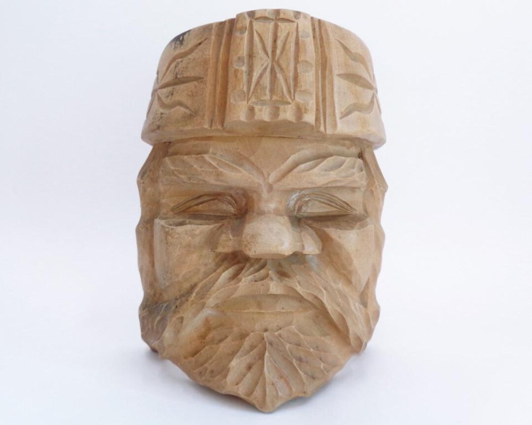 Antique Ainu Wood Carved Ainu Man Mask Shōwa Era, Japanese Mingei Folk ...
