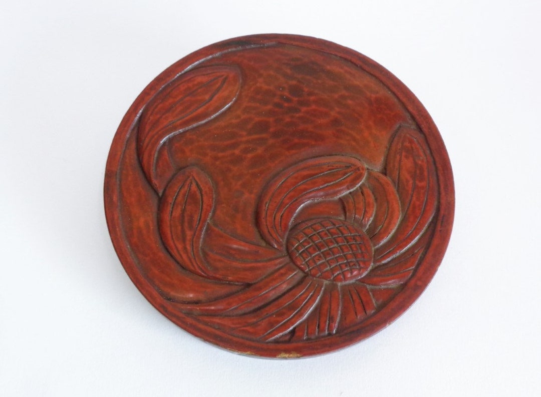 Antique Wooden Trivet Japanese Hand Carved Kamakura-bori Lacquer Wood ...