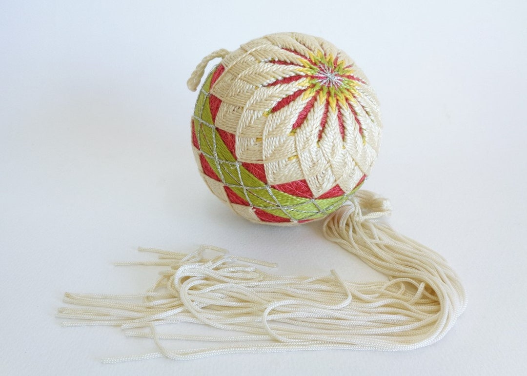 7748 Temari Hand Woven Ball Japanese Folk Art Craft Hanging Temari Ball ...
