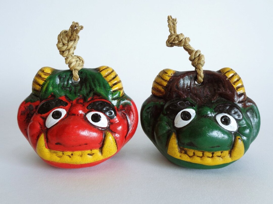 Namahage Demon Devil Pair of Japanese Dorei Bells Omamori Amulets,oga ...