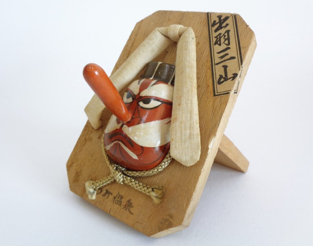 Tengu Goblin on Geta Kokeshi Doll, Japanese Wooden Tengu Demon-devil ...