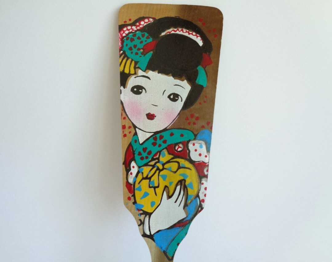 Japan New Year's Wooden Paddle Hagoita ,vtg Japanese Mingei Folk Craft ...